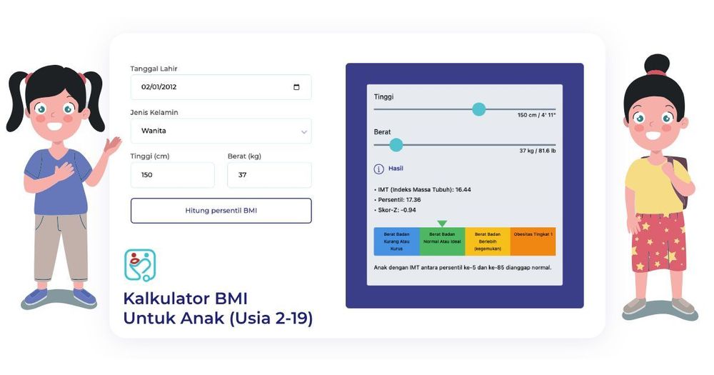 Kalkulator BMI Untuk Anak (Usia 2-19)